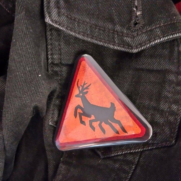 Cryptid Deer Triangle Badge: Monster Animal Warning Sign - Etsy