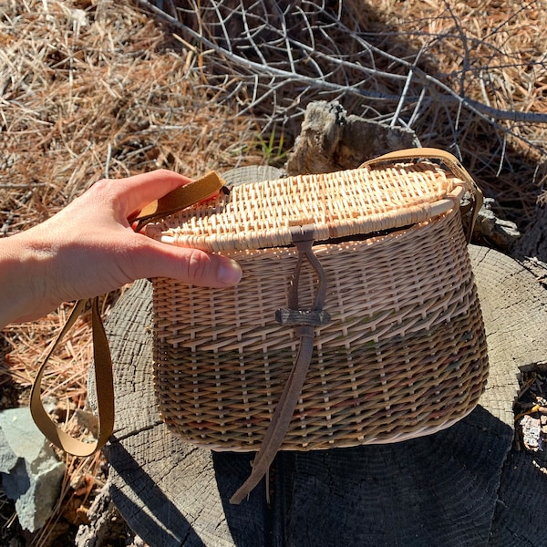 Large Wicker BACKPACK Leather Straps Market Basket Foraging Shoulder ...