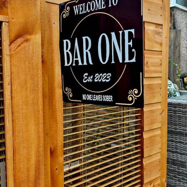 Personalised Pub Shed Hanging Swing Sign With Bracket | Garden Pub ...