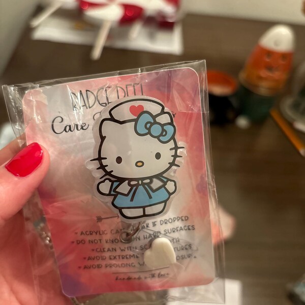 Pink Kitty Nurse Badge Reel | Nurse Badge Reels, Healthcare Badge Reels ...