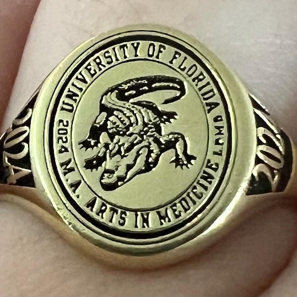 14k Gold Custom Class Ring,school Ring,signet Ring,graduation Ring ...