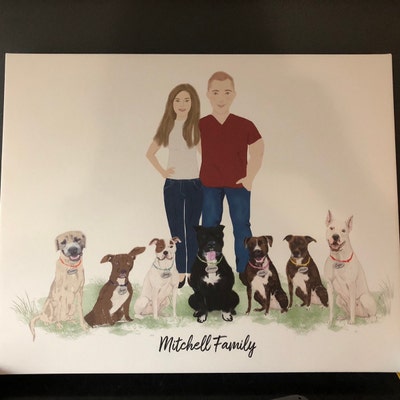 Custom Family Portrait Illustration, Wedding Gift, Family Illustration ...