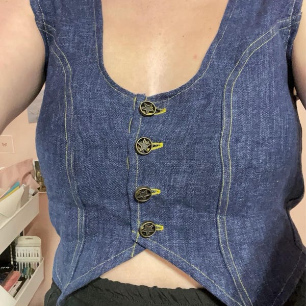 Cropped Waistcoat Sewing Pattern, Short Waistcoat, Ladies Vest, XXS ...