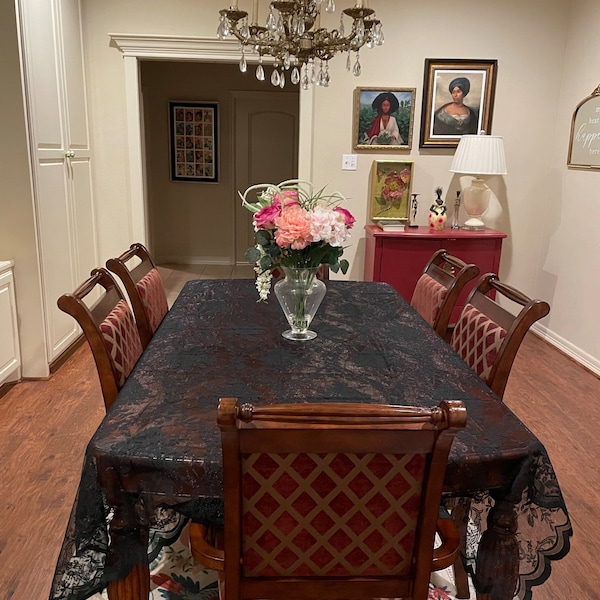Rectangle Lace Tablecloth With English Rose Design. Rectangular ...