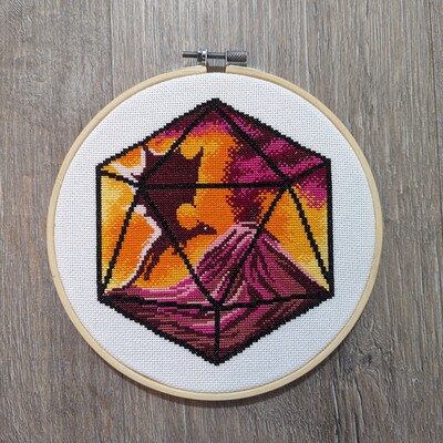 D20 Roll 1 Cross Stitch Pattern, Well Shit Embroidery, Unlucky Roll ...