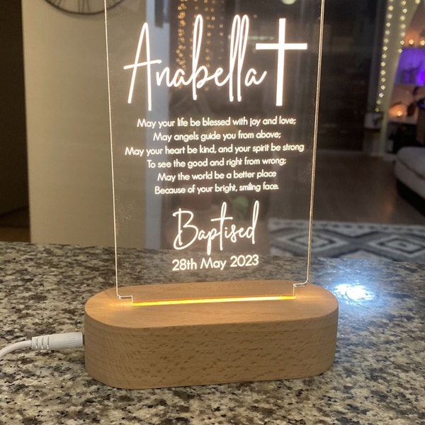 Personalised Baptism Gift for Baby - Custom Christening Night Light for ...