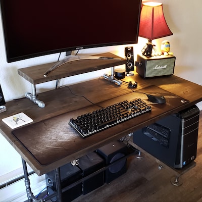 Industrial Desk Desk With Shelves Steampunk Desk Home Office Desk ...