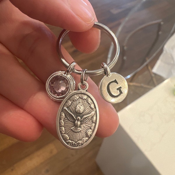 Choose Your Catholic Saint Keychain - Personalized Letter - Crystal ...