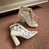 White Lace Bridal Heels With High Pointy Heels and Satin Ribbons ...