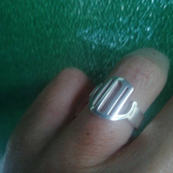 Gold Circle Block Monogram Ring,3 Initials Monogrammed Name Ring ...