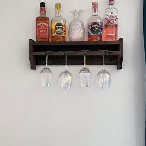 Rustic Wooden Gin Shelf to Hold 4 Glasses/bottles Wall | Etsy