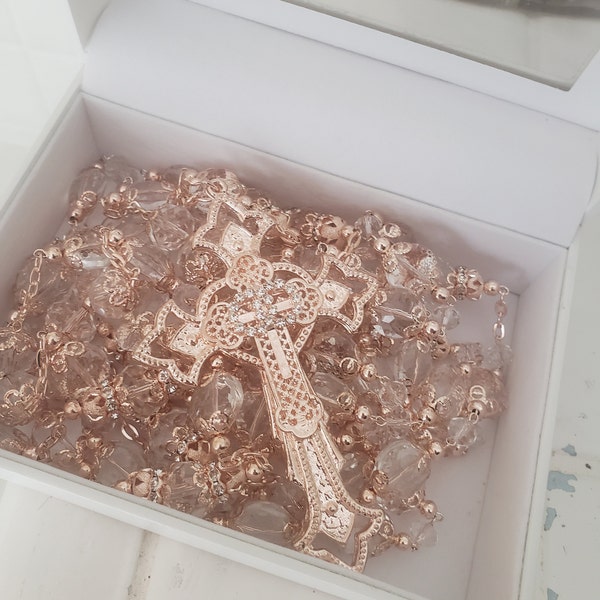 FAST SHIPPING!! Beautiful Wedding Lasso and Matching Rosary in Rose ...