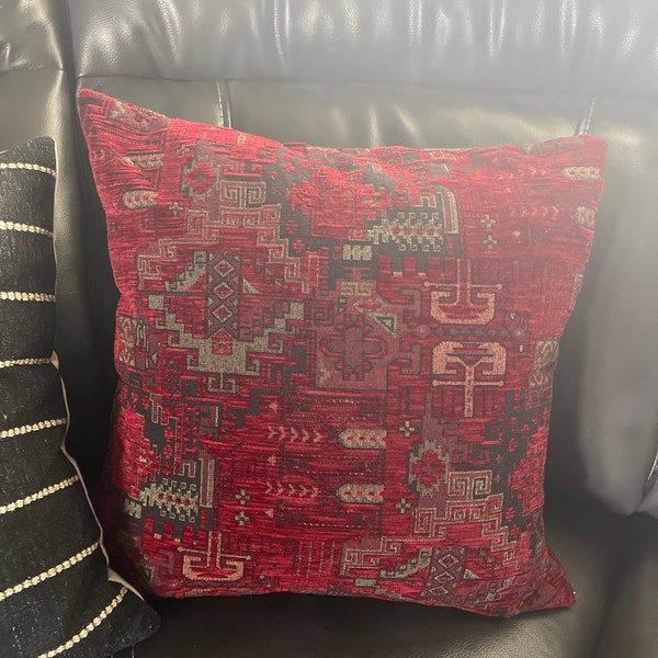Any Size Red Turkish Kilim Throw Pillow Cover, Turkish Rug Pillow, Dark ...