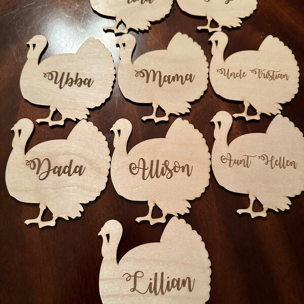 Turkey Place Cards Turkey Design Place Card Laser Cut Place Cards ...