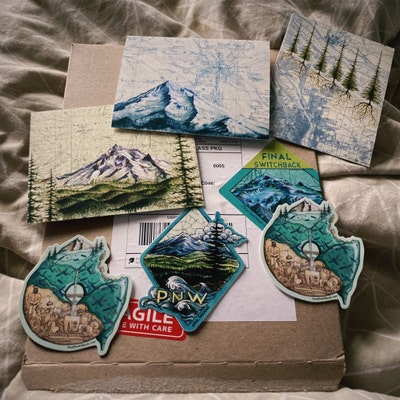 Portland Roots Greeting Card, Portland Map and Trees Illustration Card ...