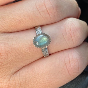 Labradorite Ring Sterling Silver Labradorite Stacking Ring | Etsy