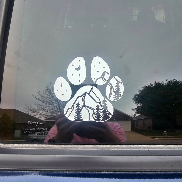 Wildflower Dog Paw Decal, Paw Print Nature Decal, Dog Mom, Dog Decal ...