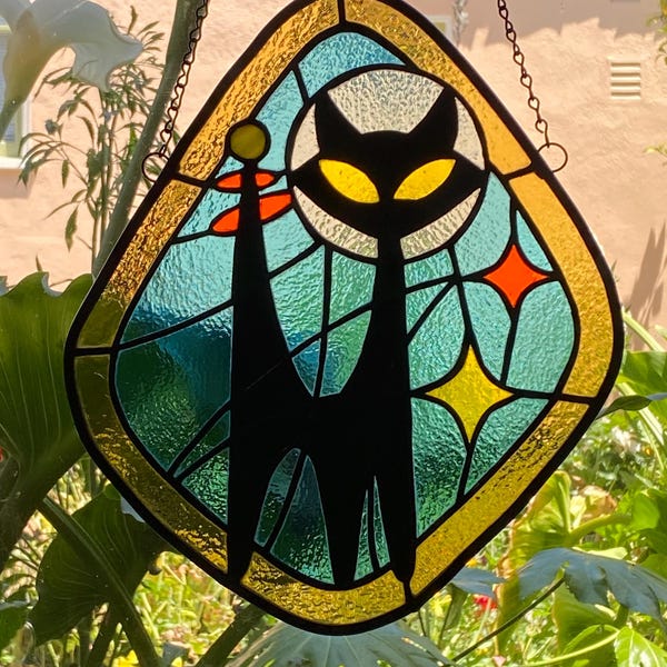Atomic Cat Stained Glass Patterns: MCM Style (4 Patterns) (PDF) - Etsy