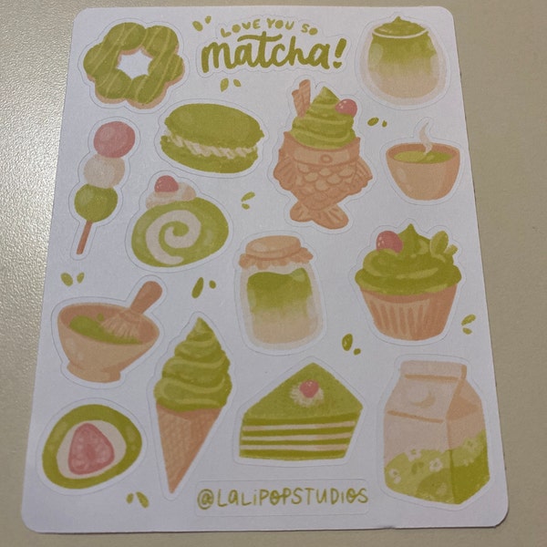 Matcha Sticker Sheet | Aesthetic Matcha Stickers, Bullet Journal ...