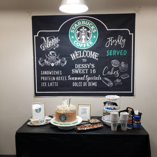 Custom Starbucks Chalkboard Banner: Cafe Theme Party Backdrop - Etsy
