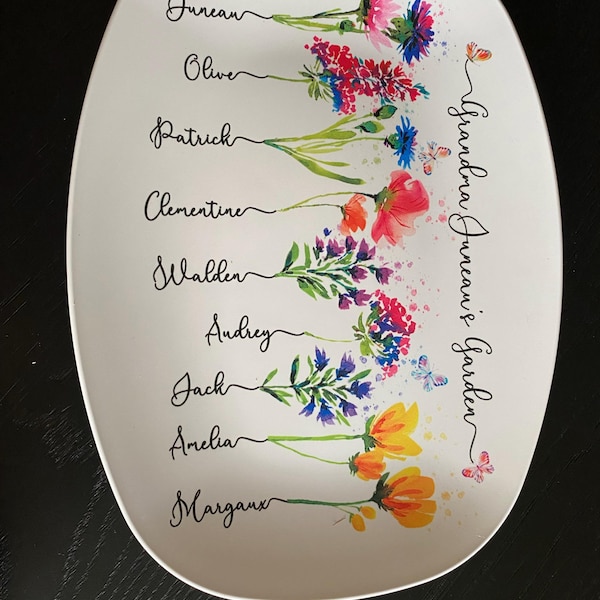 Custom Birth Flower Family Bouquet Plates, Family Birthflower Bouquet ...