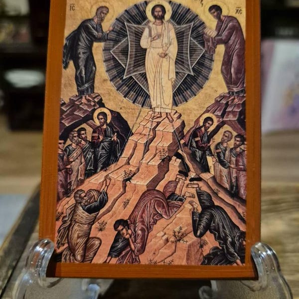 The Transfiguration of Christ Icon, Handmade Greek Orthodox Icon of ...