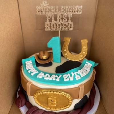 Personalized First Rodeo Birthday Cake Topper, Cowboy Birthday, Cowgirl ...