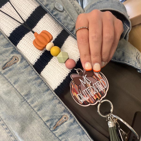 Fall Teacher Lanyard - Personalized Lanyard for Keys or ID Badge ...