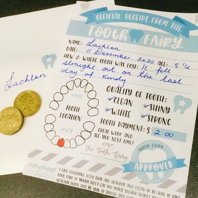 Tooth Fairy Receipt Printable, Lost First Tooth Certificate Template ...