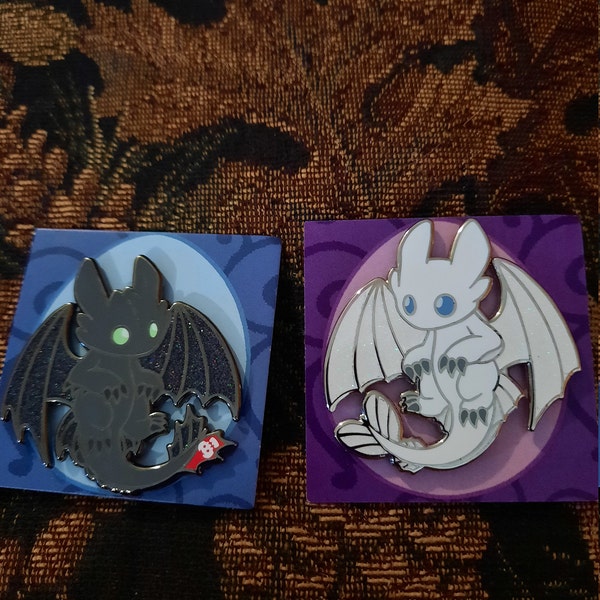 Toothless Pin - Light Fury Pin - Night Lights Pin - How to Train Your ...