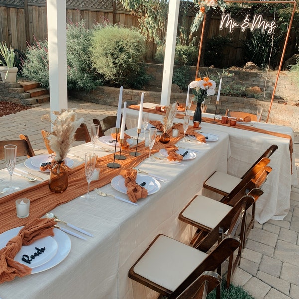 Rust Orange Boho Wedding Cheesecloth, Terracotta Table Runner, Copper ...