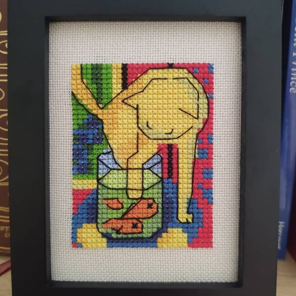 Cat With Red Fish, Matisse Mini Cross Stitch Artwork Cross Stitch ...