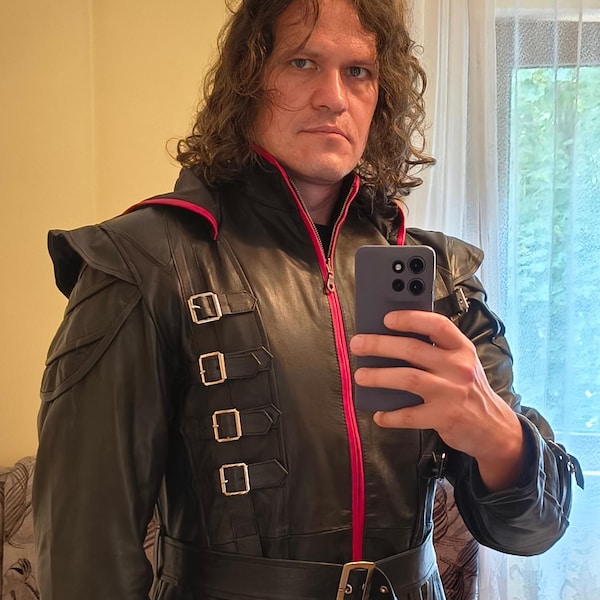 Premium Leather Blue Trench Coat - Handmade Halloween Vampire Coat ...