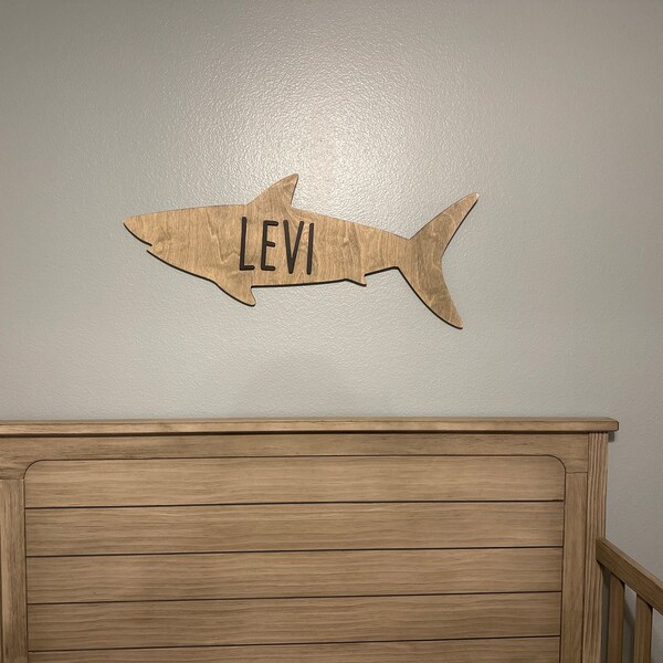 Shark Nursery Custom Baby Name Sign Wood Sign Ocean Theme Nursery Boys ...