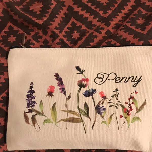Wildflower Bag, Flower Makeup Bag, Personalized Makeup Bag, Gardener ...