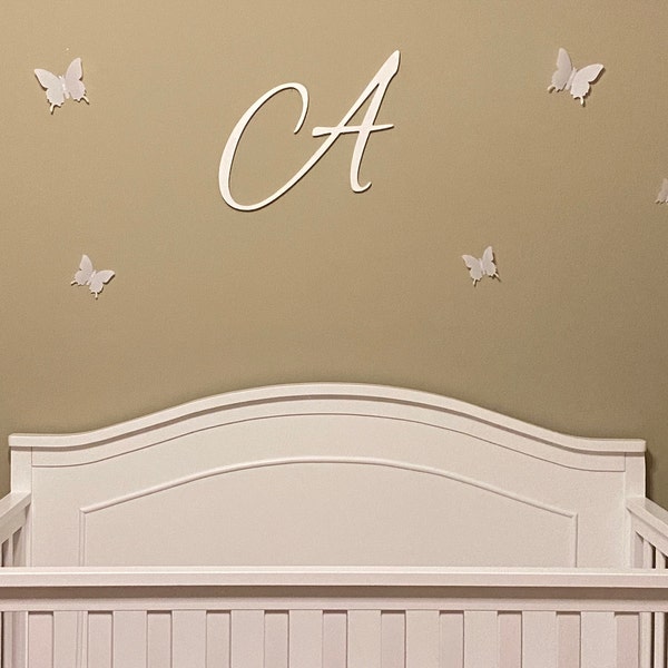 Custom Script Initial Letter for Wall - Wooden Decorative Monogram ...