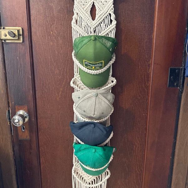 Handmade Macrame Baseball Cap Holder: Wall Hat Rack Organizer - Etsy