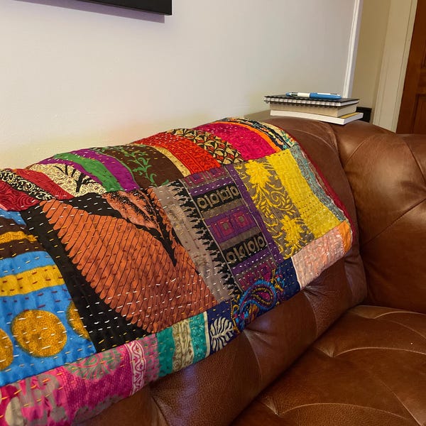 Bohemian Patchwork Quilt Kantha Quilt Handmade Vintage Quilts Boho Twin Size Bedding Throw ...