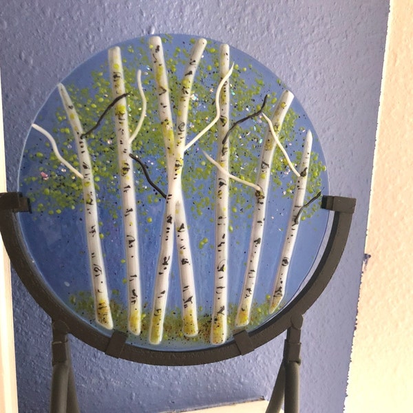 Aspen Grove Round Fused Glass Panel - Etsy