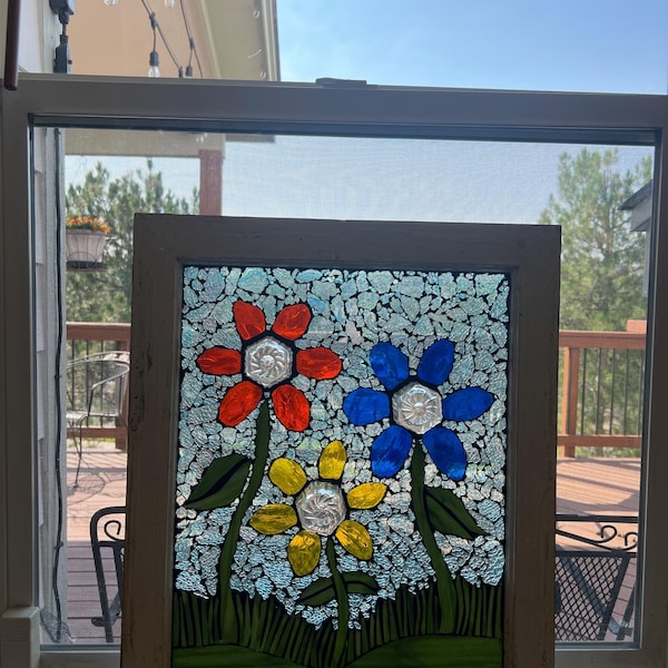 Blue Water Pinwheel Vortex Stained Glass Mosaic Frameables Repurpose ...