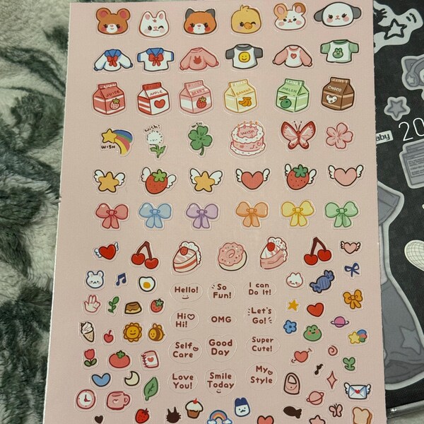 Cleffa Pink Friends Deco Sticker Sheet Cute Kawaii Aesthetic Nostalgia ...