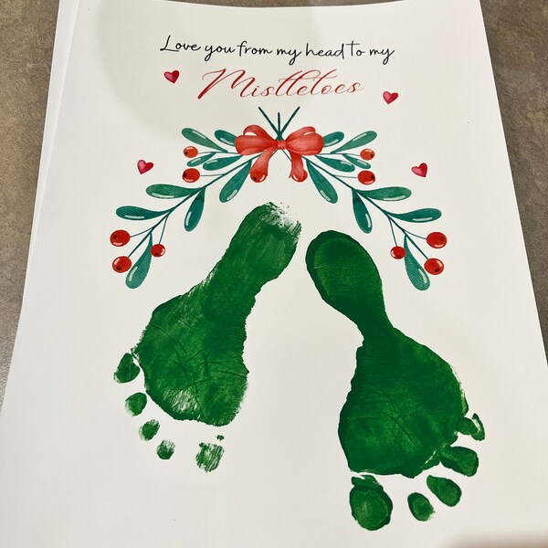 Mistletoe Christmas Footprint Art Craft, Holiday School Activity, Kids ...