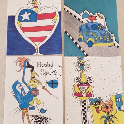 Happy Birthday, Funky Birthday Card, Cake Card, Trendy Chic, Whimsical ...