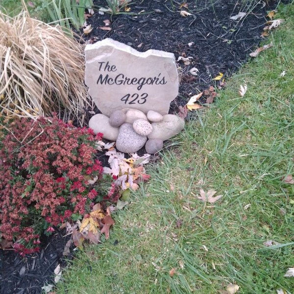 Name and Address Sign - Engraved Stone - Personalized - Garden Stone ...