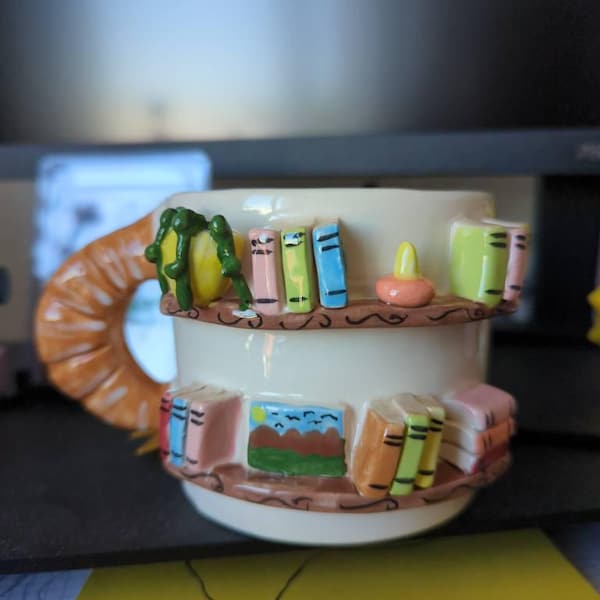 Bookish Mug, Library Bookshelf Ceramic Mug, Bookworm Tumbler, Unique ...