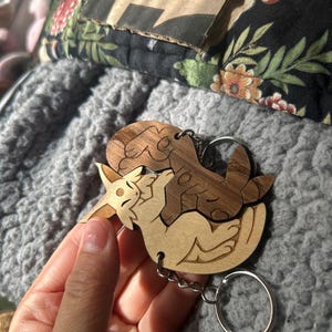 Interlocking Fox and Wolf Couple Keychains Friendship or Relationship ...