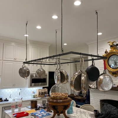 Small Pot Rack, Blacksmith Made, Kitchen Rack With 10 Sliding Hooks - Etsy