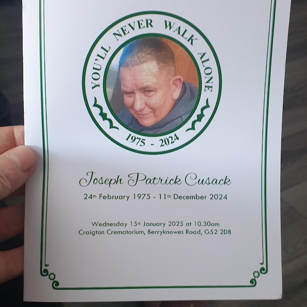 Personalised Funeral Order of Service & Laminated Memorial Cards ...