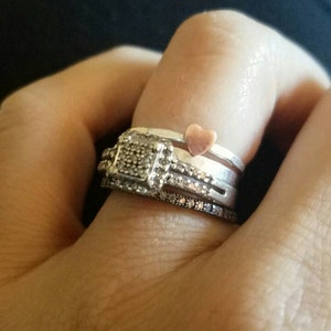 Copper Heart Stack Ring Stack Ring Sterling Silver Stack | Etsy