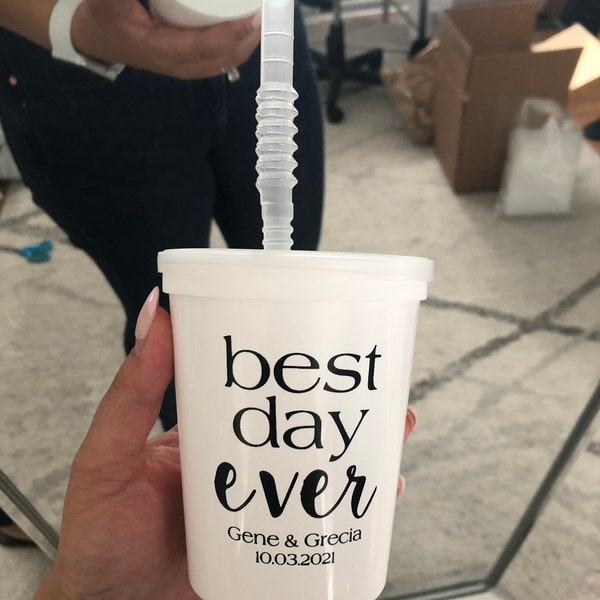 Best Day Ever Cups Personalized Plastic Cup Wedding Stadium Cups ...